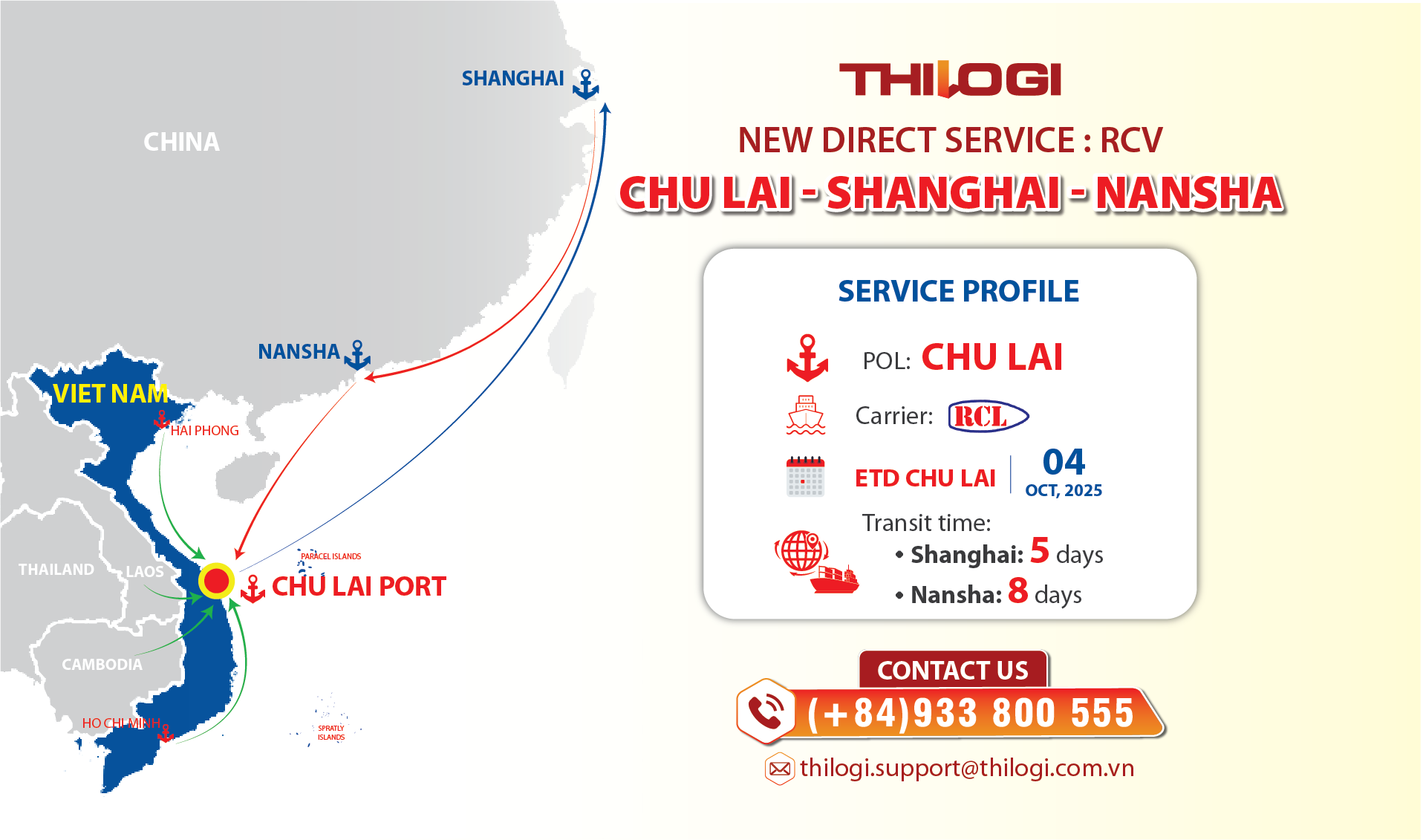 NEW ROUTE LAUNCH: CHU LAI - SHANGHAI - NANSHA WITH RCL